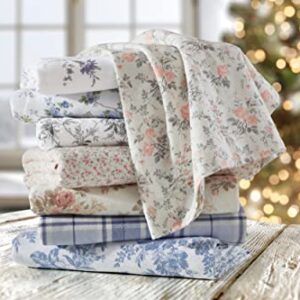 Laura Ashley Home - Twin Sheets, Cotton Flannel Bedding Set, Brushed for Extra Softness & Comfort (Vanessa, Twin)