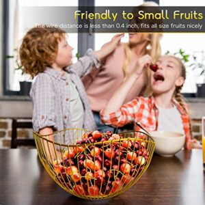 DMAR Wire Fruit Basket Gold Fruit Bowl for Kitchen Counter Wave Fruit Basket Serving Bowl Wire Fruit Dish for Fruits and Veggies