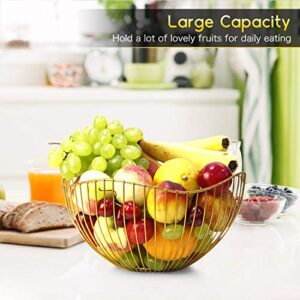 DMAR Wire Fruit Basket Gold Fruit Bowl for Kitchen Counter Wave Fruit Basket Serving Bowl Wire Fruit Dish for Fruits and Veggies