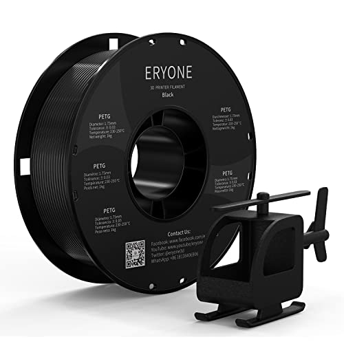 ERYONE PETG Filament for 3D Printer, 1.75mm +/-0.03mm, 1kg(2.2LBS)/Spool, Black