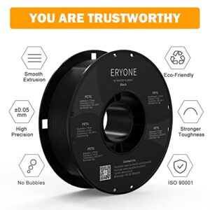 ERYONE PETG Filament for 3D Printer, 1.75mm +/-0.03mm, 1kg(2.2LBS)/Spool, Black