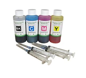 vc premium black & tri-color ink refill for hp 67/65/64/63/62/61/60 and 60xl/61xl/62xl/63xl/64xl/65xl/67xl 4x100ml bottles (bkcmy)