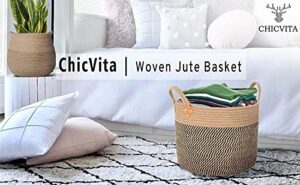 chicvita large jute basket woven storage basket with handles