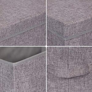 TENABORT 5 Pack Large Foldable Storage Box with Lids [16.5x11.8x11.8] Fabric Storage Cube Organizer Cloth Containers Linen Bins Baskets for Closet Clothes Clothing Bed Room