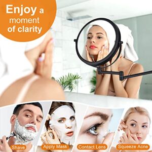 DECLUTTR Wall Mounted Makeup Mirror with 5X Magnification, 8 Inch Double Sided Vanity Magnifying Mirror for Bathroom, Black