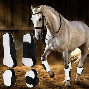 Zerodis Horse Leg Guard, 4PCS PU Shell Horse Front Back Leg Guard Boot Wrap Protective Boots Horse Fly Protection Leg Guards Set During Jump