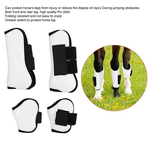 Zerodis Horse Leg Guard, 4PCS PU Shell Horse Front Back Leg Guard Boot Wrap Protective Boots Horse Fly Protection Leg Guards Set During Jump