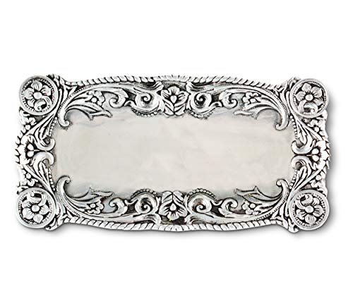 Arthur Court Western Pattern Concho Bread / Snack Serving Tray Parties Bar Dish - Cowboy / Cowgirl Silver Aluminum 6 inch x 12.25 inch