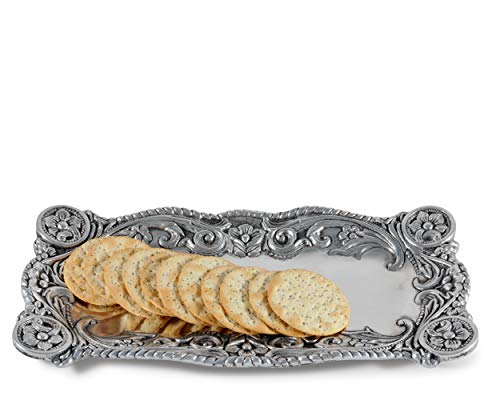 Arthur Court Western Pattern Concho Bread / Snack Serving Tray Parties Bar Dish - Cowboy / Cowgirl Silver Aluminum 6 inch x 12.25 inch