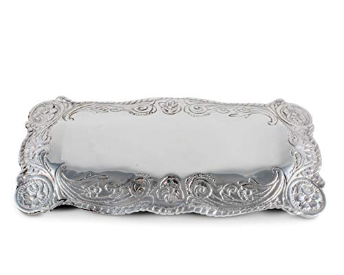 Arthur Court Western Pattern Concho Bread / Snack Serving Tray Parties Bar Dish - Cowboy / Cowgirl Silver Aluminum 6 inch x 12.25 inch