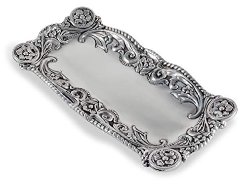 Arthur Court Western Pattern Concho Bread / Snack Serving Tray Parties Bar Dish - Cowboy / Cowgirl Silver Aluminum 6 inch x 12.25 inch