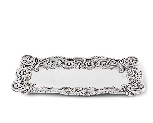 Arthur Court Western Pattern Concho Bread / Snack Serving Tray Parties Bar Dish - Cowboy / Cowgirl Silver Aluminum 6 inch x 12.25 inch