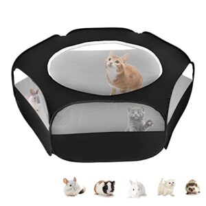 xirgs small animal playpen, waterproof small pet cage tent portable outdoor exercise yard fence with top cover anti escape yard fence for kitten/cat/rabbits/bunny/hamster/guinea pig/chinchillas