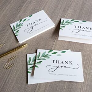 Gooji Thank You Cards for Funeral – 20 pcs Sympathy Acknowledgement Cards – Elegant and Classy Watercolor Design - Matching Peel-and-Seal White Envelopes Included – Bulk 4 x 6-inch Thank You Notes