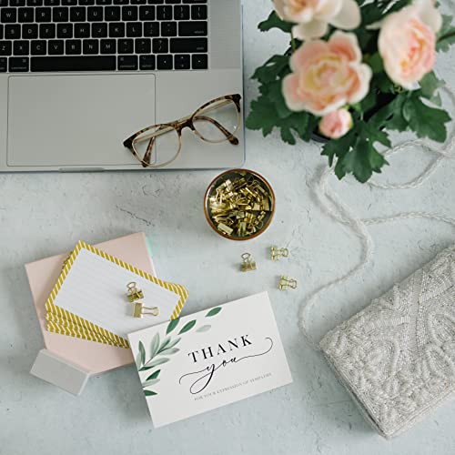 Gooji Thank You Cards for Funeral – 20 pcs Sympathy Acknowledgement Cards – Elegant and Classy Watercolor Design - Matching Peel-and-Seal White Envelopes Included – Bulk 4 x 6-inch Thank You Notes