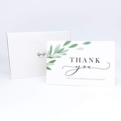 Gooji Thank You Cards for Funeral – 20 pcs Sympathy Acknowledgement Cards – Elegant and Classy Watercolor Design - Matching Peel-and-Seal White Envelopes Included – Bulk 4 x 6-inch Thank You Notes