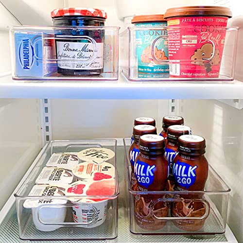 Cabinet Pantry Organizers and Storage Set of 4 - Kitchen Cabinet Counter Organizer and Storage - Truly Stackable Kitchen Organization Storage Bin - Clear Pantry Storage Bins