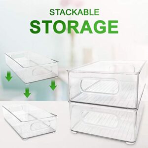 Cabinet Pantry Organizers and Storage Set of 4 - Kitchen Cabinet Counter Organizer and Storage - Truly Stackable Kitchen Organization Storage Bin - Clear Pantry Storage Bins