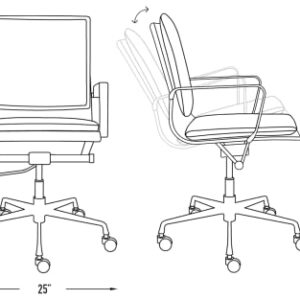 Laura Davidson Furniture Lexi II Padded Modern Chair for Office with Cushion Availability, Aluminum Arms, Made of Faux Leather, White