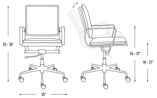 Laura Davidson Furniture Lexi II Padded Modern Chair for Office with Cushion Availability, Aluminum Arms, Made of Faux Leather, White