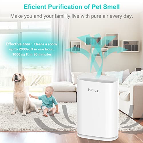 HIMOX Air Purifiers for Home Large Room Mold Pets Odor Hair Allergies in Bedroom House Office 2000 ft², 5 in 1 Medical Grade H13 Ture HEPA Filter 99.99% Removal of Dust Smoke Pollen, Ozone Free, H05