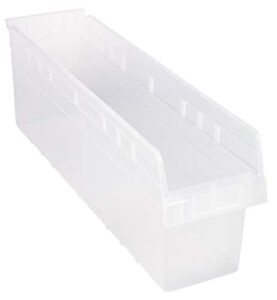 quantum storage systems k-qsb806cl-3 3-pack store-max plastic 8" shelf bins, 23-5/8" x 6-5/8" x 8", clear