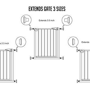 Baby Gate Extender Wall Protector - Pressure Mounted Gates Extension Kit Extends 1.1-3.5 inches Child Safety Gates and Protect Walls & Doorways from Pet & Dog Gates - Work on Stairs (White)