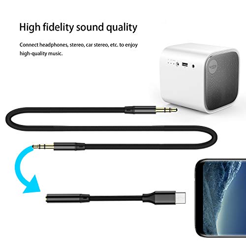 C-to 3.5mm Audio Jack Adapter, Type-c AUX Jack Cable USB-C Male to 3.5mm Female Headphone Converter with high Resolution/DAC, Audio Cable for 2 / 2XL / 3 / 3XL, Samsung, ipad pro 2 Pieces (Black)