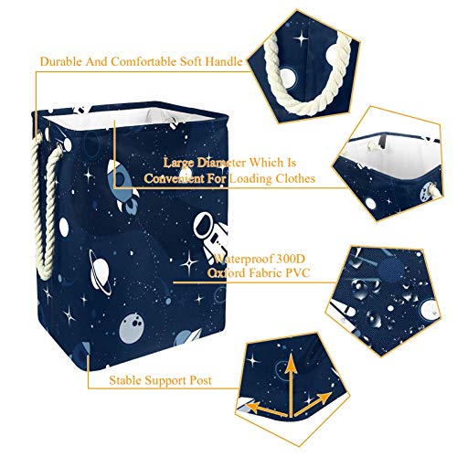 DEYYA Astronaut Spaceship Rocket Moon Collapsible Laundry Hampers Large Laundry Baskets Storage Bin for Bathroom Bedroom Organization