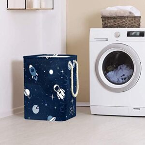 DEYYA Astronaut Spaceship Rocket Moon Collapsible Laundry Hampers Large Laundry Baskets Storage Bin for Bathroom Bedroom Organization