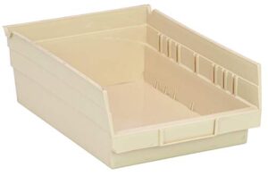 quantum storage systems k-qsb107iv-8 8-pack plastic shelf bin storage containers, 11-5/8" x 8-3/8" x 4", ivory