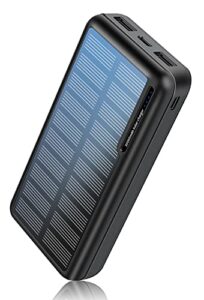 minrise portable charger 30000mah, power bank solar charger with 2 usb outputs and usb-c (input only), external battery pack for outdoor activities compatible with cellphones etc