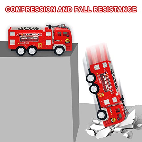 Ynanimery Electric Fire Truck Car Toy with 4D Lights and Sounds, Realistic Firetruck Toys for Toddlers Kids Boys Girls, Bump and Go Car Toy for Imaginative Play