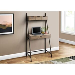 Monarch Specialties 7332 Computer Desk, Home Office, Laptop, Leaning, Storage Drawers, 32" L, Work, Metal, Laminate, Brown, Black, Contemporary, Modern Desk-32 L Dark Taupe, 31.5" L x 19" W x 61.25" H