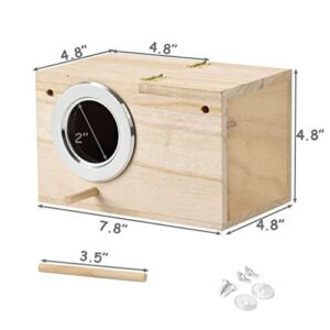 ZYYRT Bird Breeding Box Parakeet Nest Box Budgie Cage Wood House for Parrot, Lovebirds, Parrotlets Mating Box(7.8”x4.8”x4.8”)