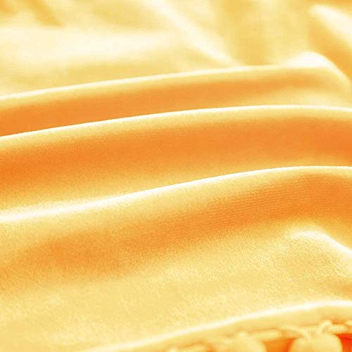 BeBen Decorative Throw Pillow Covers with Pom Poms, Pack of 2 Soft Particles Velvet Pillow Cases Square Cushion Covers for Couch Bedroom Car Sofa Outdoors 16x16 Mustard Yellow,2 Count (Pack of 1)