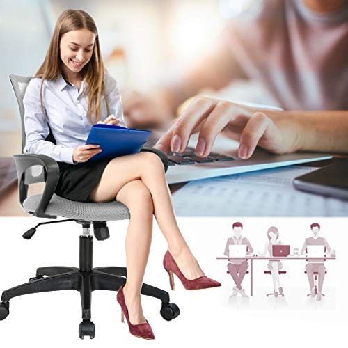 Home Office Chair Ergonomic Desk Chair Mesh Computer Chair with Lumbar Support Armrest Executive Rolling Swivel Adjustable Mid Back Task Chair for Women Adults (Grey)