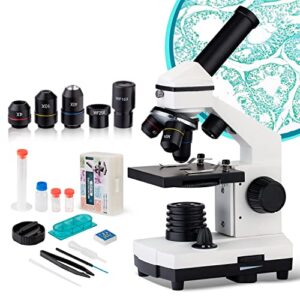 microscope biological for kids, students and adult 250x-2000x powerful biological children's microscope set for school laboratory home biological scientific research education