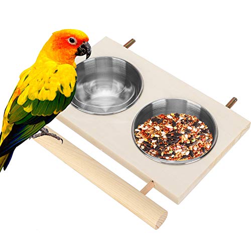 Rehomy Parrot Feeding Bowl Stainless Steel Bird Cage Food Water Feeder for Cockatiel Budgies Parakeet Parrot Lovebirds Finch Pigeon