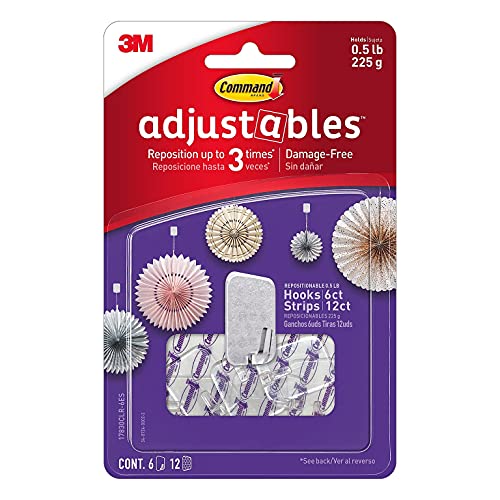 3M Command Adjustables Hooks & Clips [Repositionable]: adjustable clips / 6-pack (Clear) / 6-pack