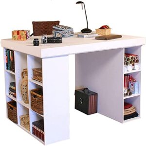 project center desk with bookcase and 3 bin cabinet-white