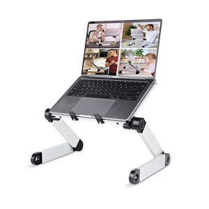 adjustable laptop stand table for office, rainbean portable lap desk stand compatible notebook tablets macbook,foldable lift bracket aluminum ergonomics design,office or home desk suitable for ipad