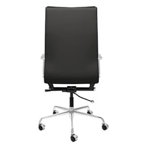 Laura Davidson Furniture Lexi II Tall Back Padded Modern Office Chair with Aluminum Arms (Black)