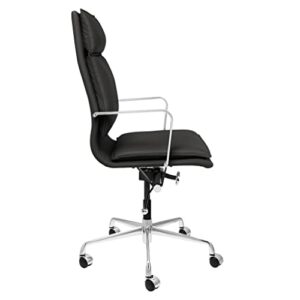 Laura Davidson Furniture Lexi II Tall Back Padded Modern Office Chair with Aluminum Arms (Black)