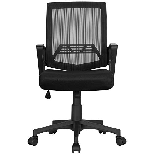 Topeakmart Mesh Desk Chair for Office, Ergonomic Adjustable Task Chair with Rolling Casters, Mid Back Student Chair for Home Black