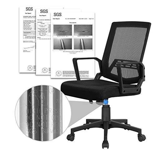 Topeakmart Mesh Desk Chair for Office, Ergonomic Adjustable Task Chair with Rolling Casters, Mid Back Student Chair for Home Black