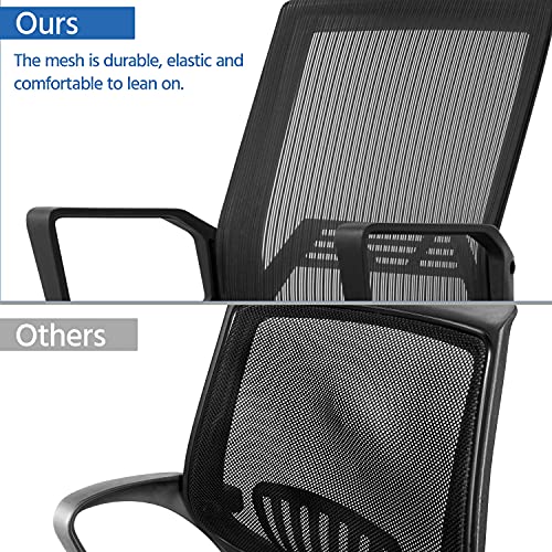 Topeakmart Mesh Desk Chair for Office, Ergonomic Adjustable Task Chair with Rolling Casters, Mid Back Student Chair for Home Black