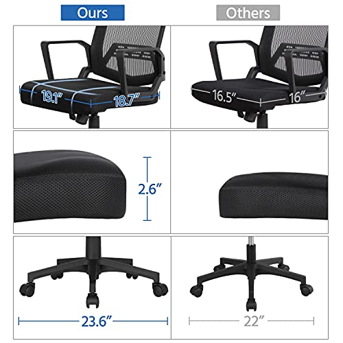 Topeakmart Mesh Desk Chair for Office, Ergonomic Adjustable Task Chair with Rolling Casters, Mid Back Student Chair for Home Black