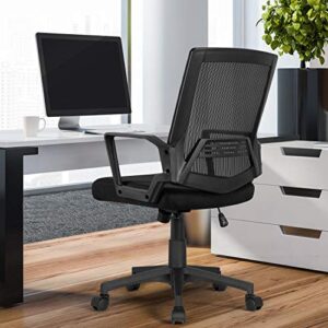 Topeakmart Mesh Desk Chair for Office, Ergonomic Adjustable Task Chair with Rolling Casters, Mid Back Student Chair for Home Black