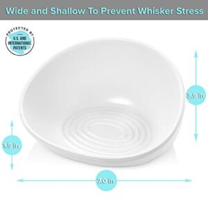 CatGuru Cat Food Bowl, Ceramic Cat Bowls, No Spill Cat Bowl, Whisker Stress Free Cat Food Bowls, Non Skid Cat Bowls for Food and Water, Includes Silicone Non-Slip Mat (High-Low, White)